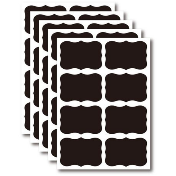 40 Chalk Sticker Labels With White Pen- 5.5cmx 3.5cm - Click2buyit