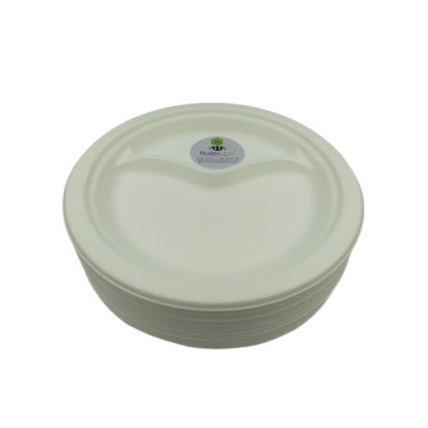 Healthy Life Sugarcane 2 Division Plate - 22cm - Pack of 50 - Click2buyit