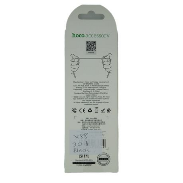 Hoco X88 3.0A- USB to Type-C Cable-Fast Charging & Data (Black ...